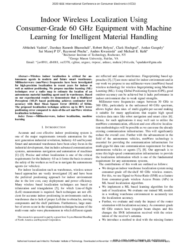 (PDF) Indoor Wireless Localization Using Consumer-Grade 60 GHz ...