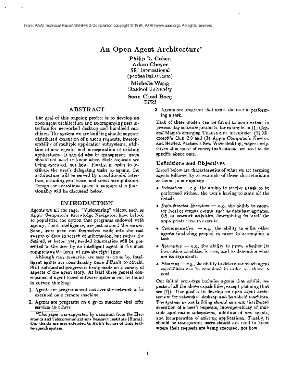 (PDF) The Open Agent Architecture