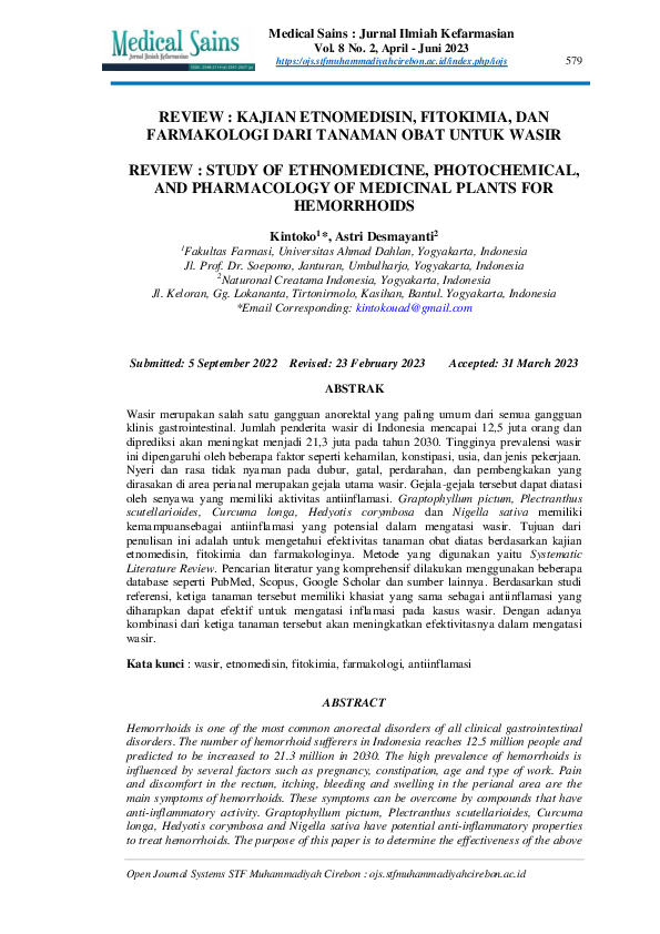 (PDF) Review : Kajian Etnomedisin, Fitokimia, Dan Farmakologi Dari ...