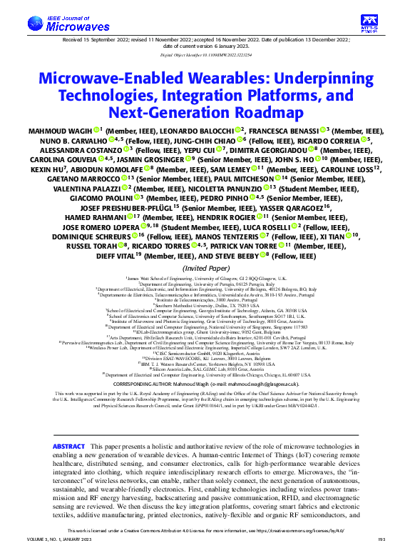 (PDF) Microwave-Enabled Wearables: Underpinning Technologies ...