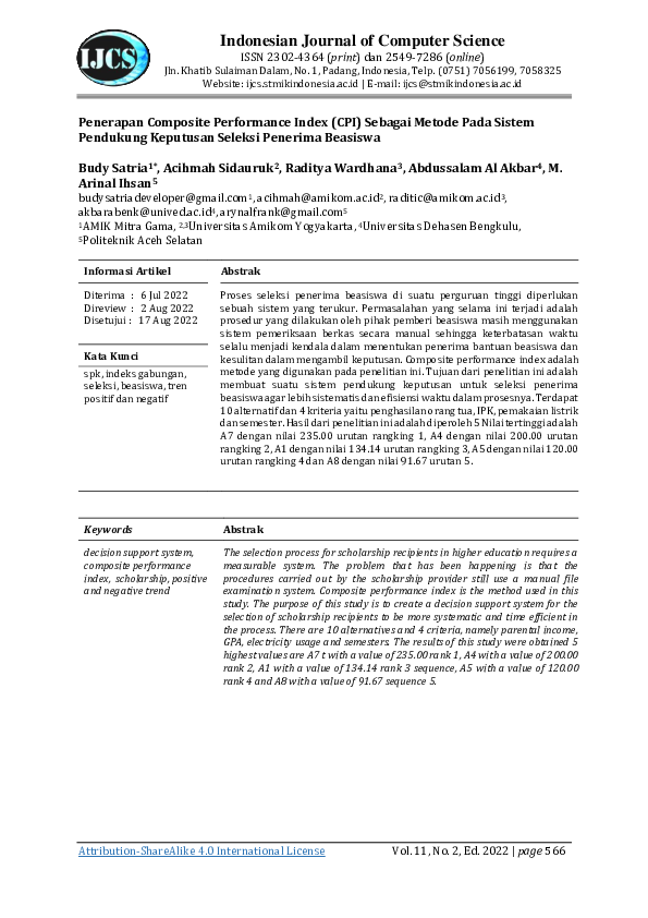 (PDF) Penerapan Composite Performance Index (CPI) Sebagai Metode Pada ...