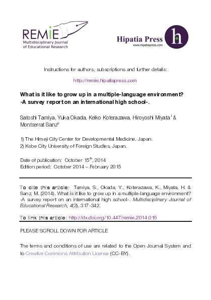 (PDF) What is it like to grow up to be bilingual?-A survey report on ...