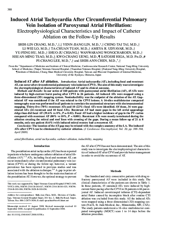 (PDF) Induced Atrial Tachycardia After Circumferential Pulmonary Vein Isolation of Paroxysmal ...