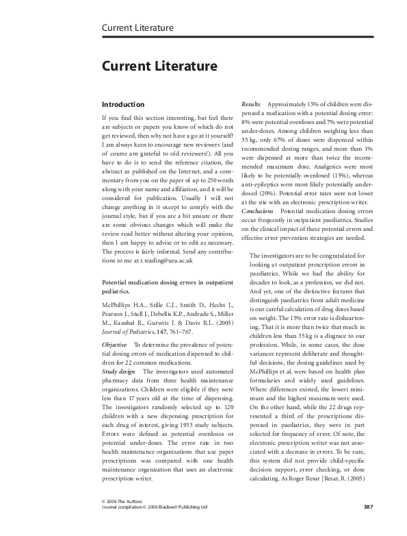 (PDF) Potential medication dosing errors in outpatient pediatrics