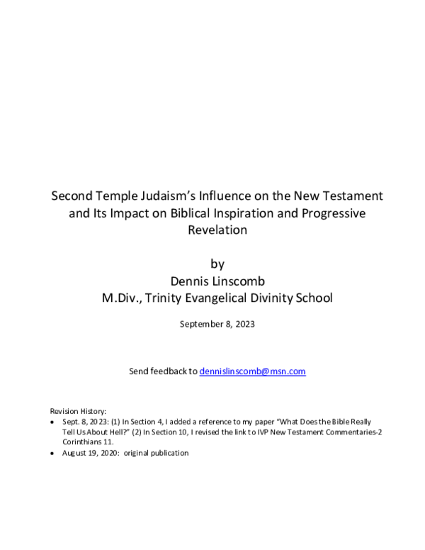 (PDF) Second Temple Judaism’s Influence on the New Testament and Its ...