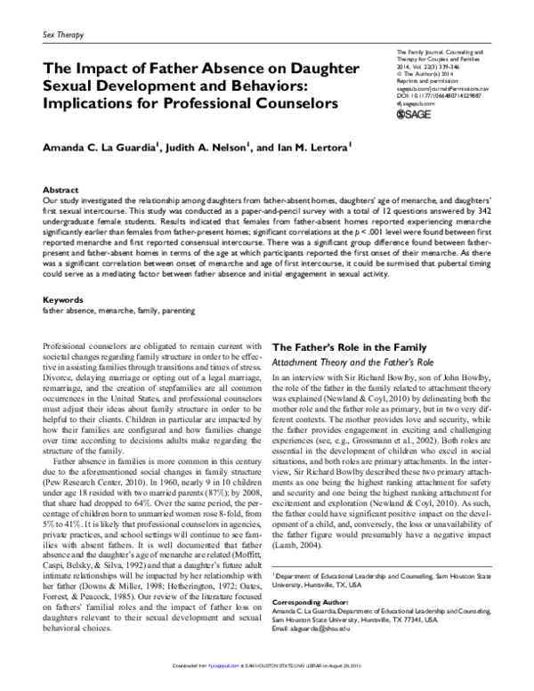 (PDF) The Impact of Father Absence on Daughter Sexual Development and ...