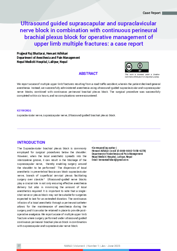 (PDF) Interscalene brachial plexus block anesthesia for upper extremity ...