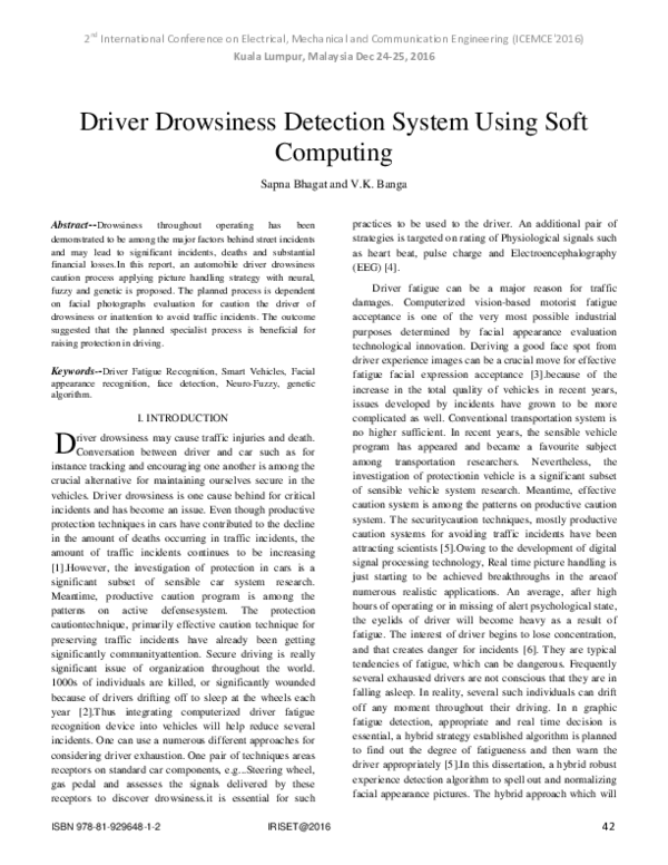 (PDF) Driver Drowsiness Detection System Using Soft Computing (PDF) Driver Drowsiness Detection System Using Soft Computing