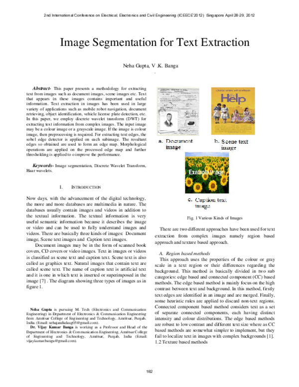 Pdf Dwt Based Method For Text Extraction From Images 0425