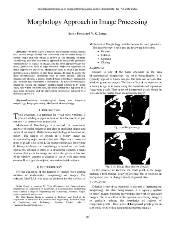 (PDF) Morphology Approach in Image Processing
