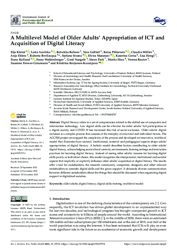 (PDF) A Multilevel Model of Older Adults’ Appropriation of ICT and ...