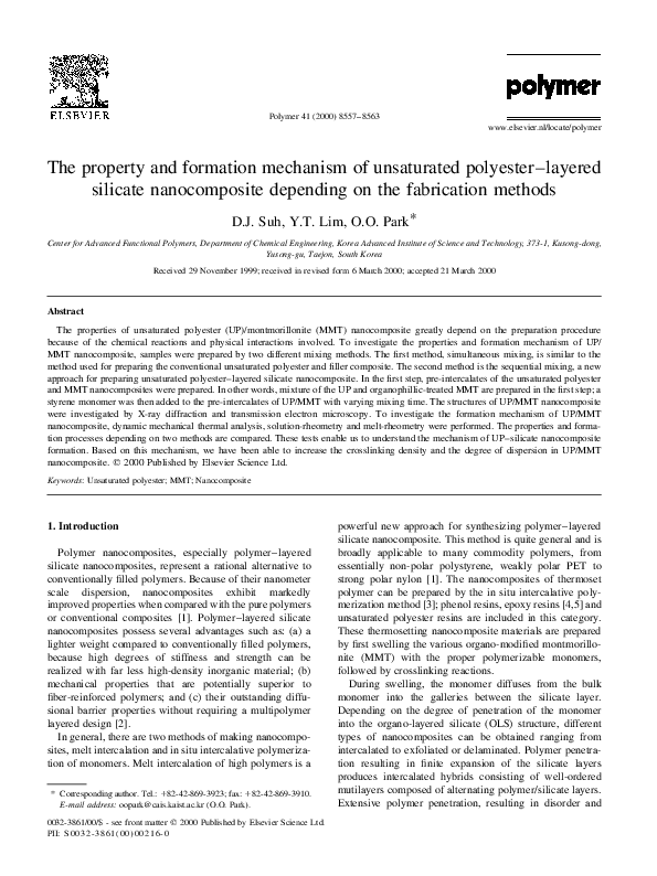 (PDF) The property and formation mechanism of unsaturated polyester ...