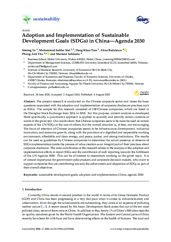 (PDF) Adoption and Implementation of Sustainable Development Goals ...