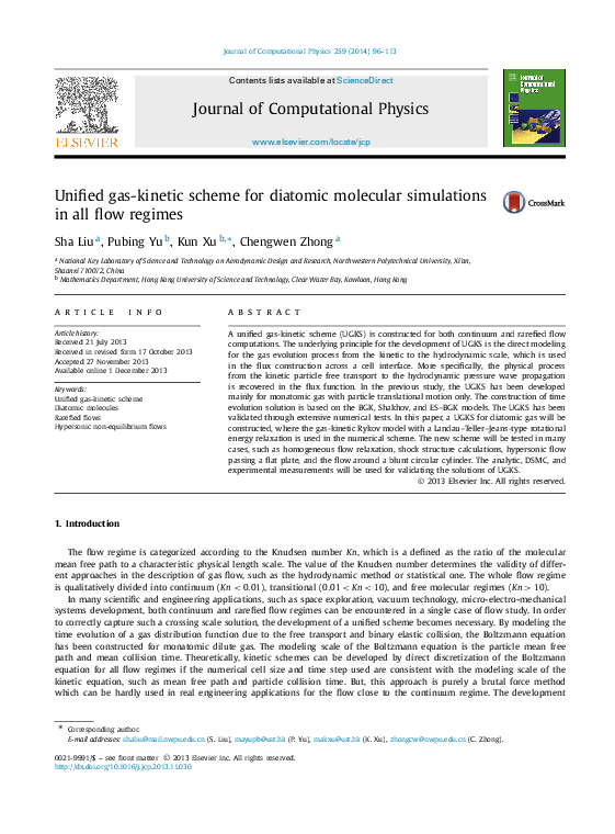 (PDF) Unified gas-kinetic scheme for diatomic molecular simulations in ...