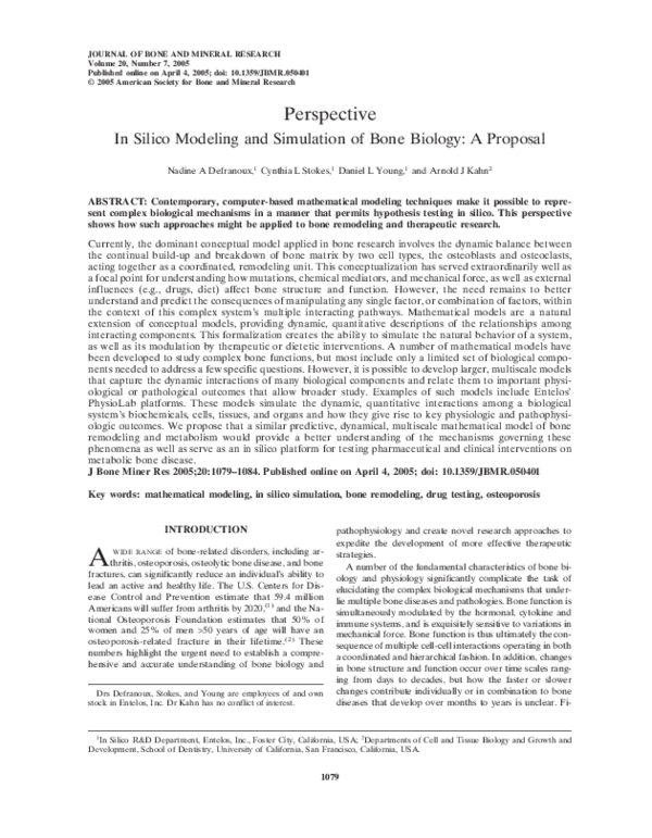 (PDF) In Silico Modeling and Simulation of Bone Biology: A Proposal