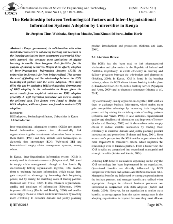 (PDF) Inter-organizational information systems adoption – a configuration analysis approach