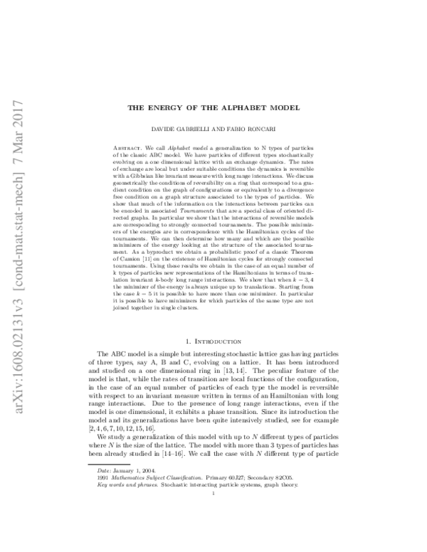 (PDF) The Energy of the Alphabet Model