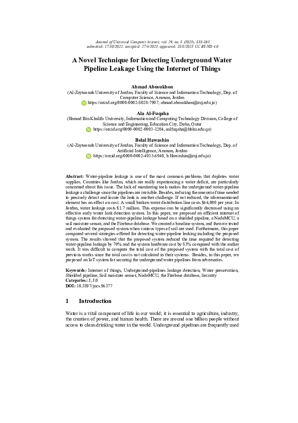 Pdf A Novel Technique For Detecting Underground Water Pipeline