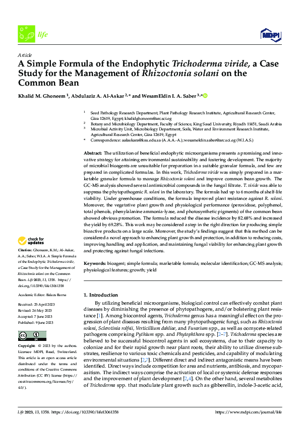 (PDF) A Simple Formula of the Endophytic Trichoderma viride, a Case Study for the Management of ...