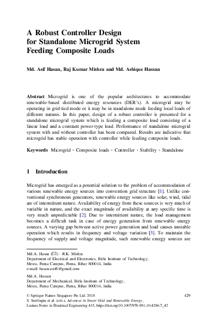 (PDF) A Robust Controller Design for Standalone Microgrid System Feeding Composite Loads