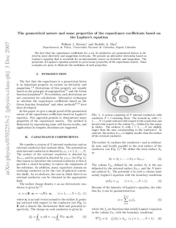 (PDF) The geometrical nature and some properties of the capacitance ...