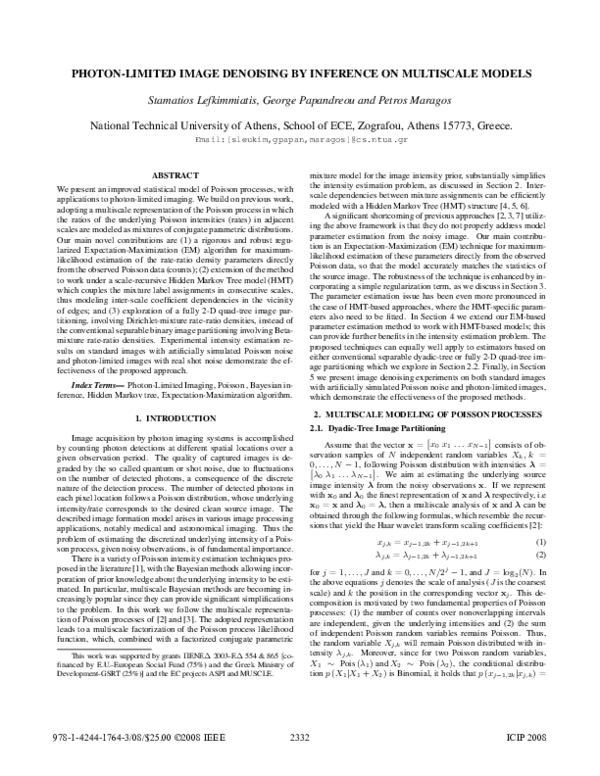 (PDF) Photon-limited image denoising by inference on multiscale models
