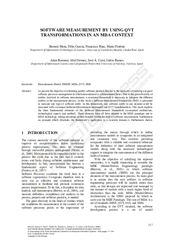 (PDF) Software Measurement by Using QVT Transformations in an MDA Context | Mario Piattini ...