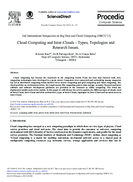 (PDF) Cloud Computing and Inter-Clouds – Types, Topologies and Research Issues