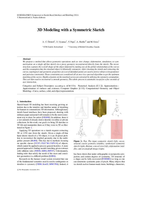(PDF) 3D modeling with a symmetric sketch | Tiberiu Popa - Academia.edu