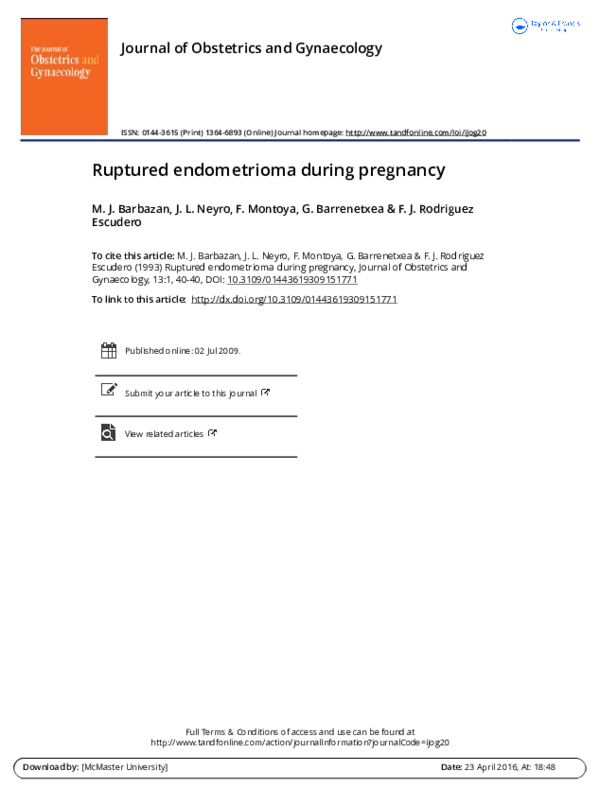 (PDF) Ruptured endometrioma during pregnancy