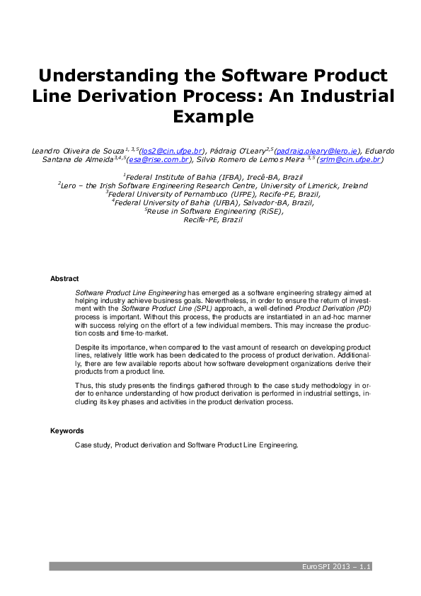 (PDF) Understanding the software product line derivation process: an ...