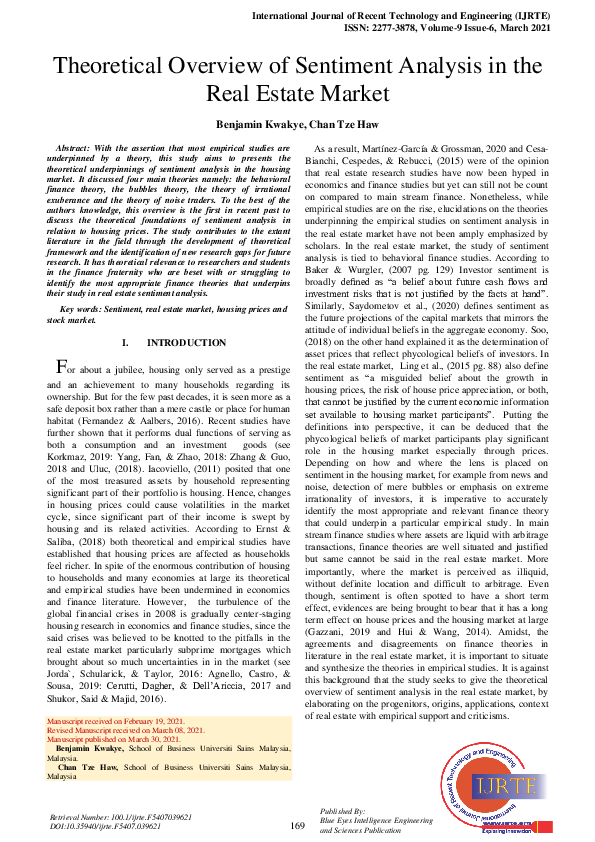 (PDF) Theoretical Overview of Sentiment Analysis in the Real Estate Market