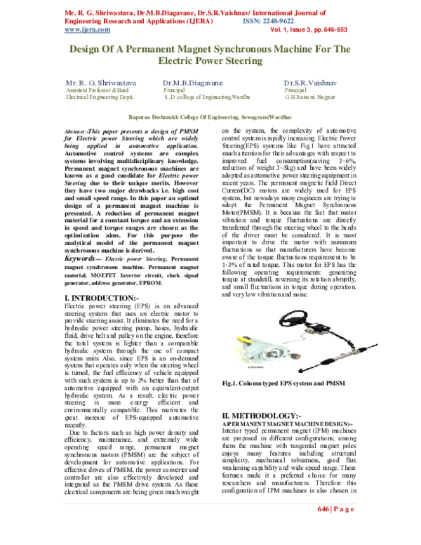 Pdf Design Of Permanent Magnet Synchronous Machines Of Direct Driven Generator With Emetor And