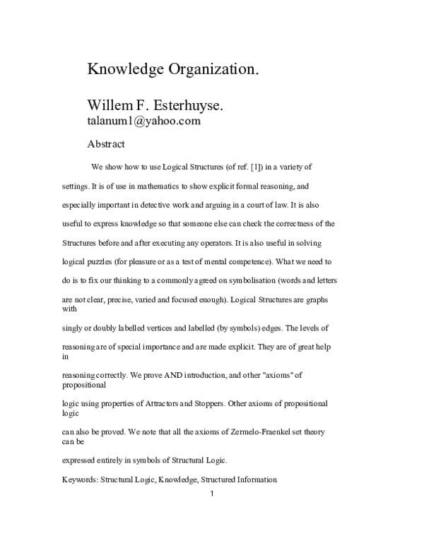 (PDF) Knowledge Organization