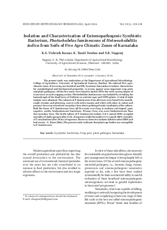 (PDF) Isolation and characterization of entomopathogenic fungi from hazelnut-growing region of ...