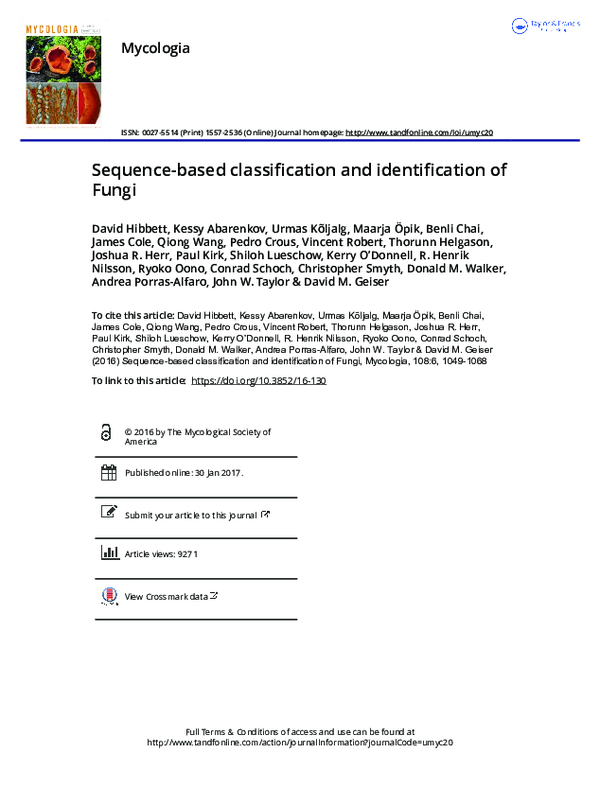(PDF) Sequence-based classification and identification of Fungi