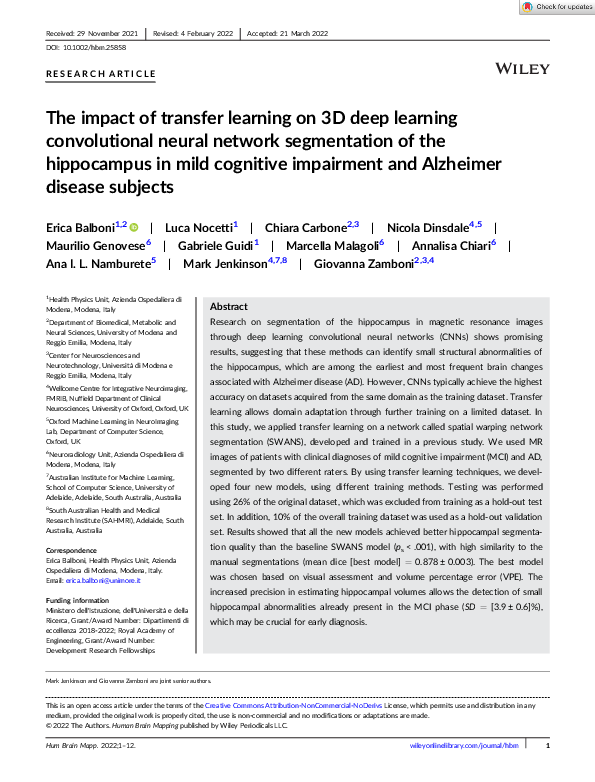 (PDF) The impact of transfer learning on 3D deep learning convolutional neural network ...