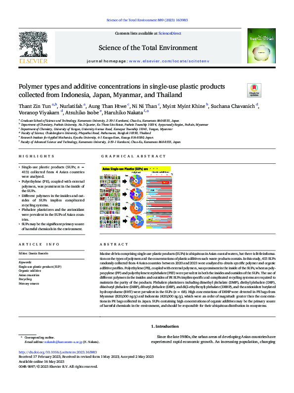 (PDF) Polymer types and additive concentrations in single-use plastic ...