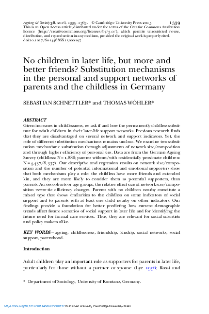 (PDF) No children in later life, but more and better friends ...