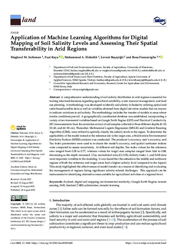Pdf Application Of Machine Learning Algorithms For Digital Mapping Of