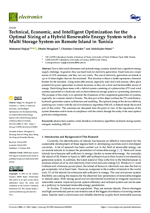 Pdf Technical Economic And Intelligent Optimization For The Optimal
