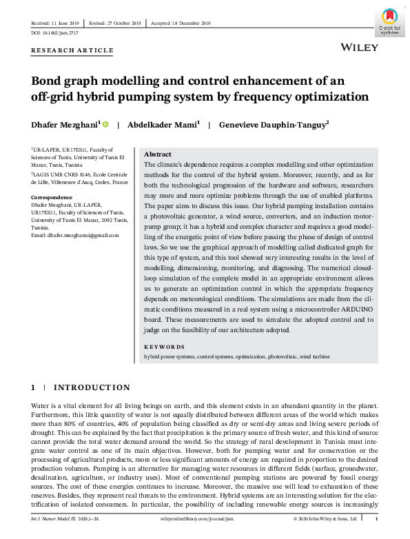 (PDF) Bond graph modelling and control enhancement of an off‐grid hybrid pumping system by ...