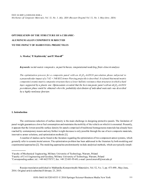 (PDF) Optimization of the Structure of a Ceramic-Aluminum Alloy Composite Subjected to the ...