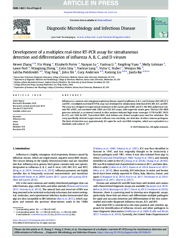 Pdf Development Of A Multiplex Real Time Rt Pcr Assay For Detection