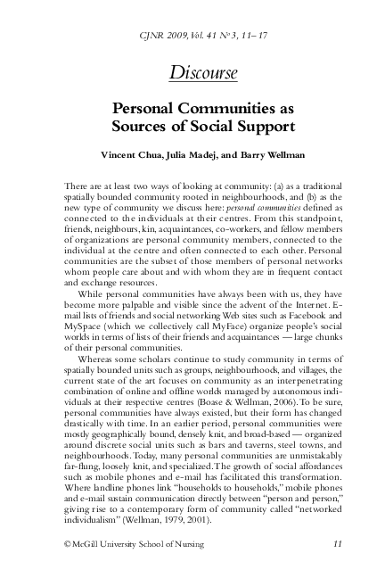 (PDF) Discourse / Discours - Personal Communities as Sources of Social ...