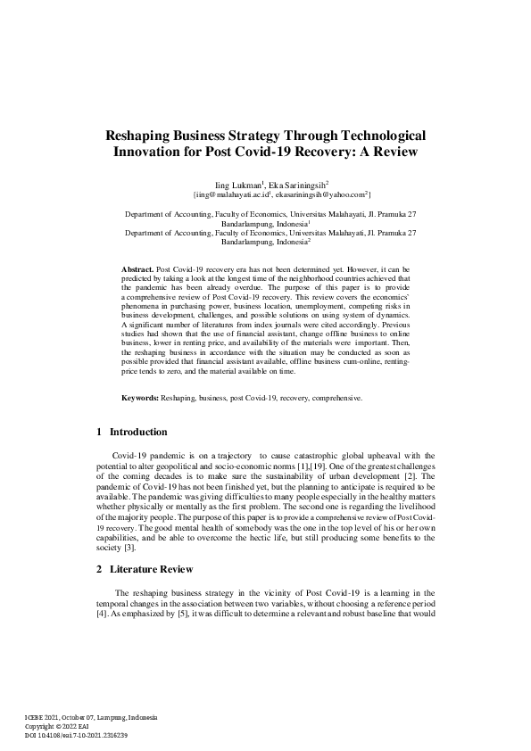 (PDF) Reshaping Business Strategy Through Technological Innovation for ...