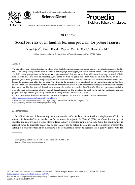 (PDF) Social Benefits of an English Learning Program for Young Learners