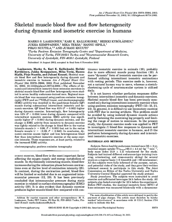 (PDF) Skeletal muscle blood flow and flow heterogeneity during dynamic ...