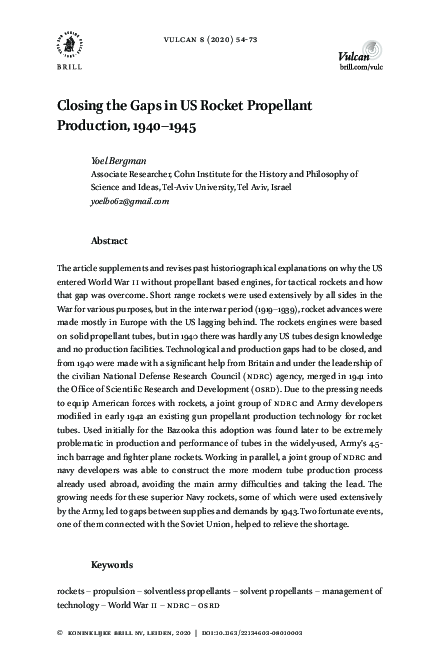 (PDF) Closing the Gaps in US Rocket Propellant Production, 1940-1945