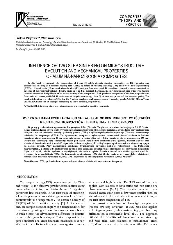 Pdf Influence Of Two Step Sintering On Microstructure Evolution And